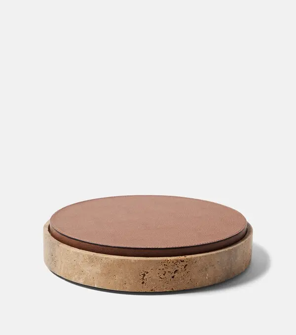 GIOBAGNARA Giza Large Marble And Leather Box - Brown