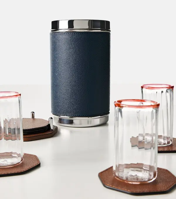 GIOBAGNARA Ocean Steel And Leather Bottle Cooler - Blue