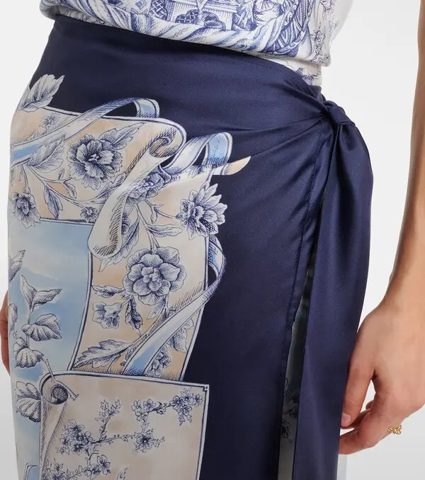 FERRAGAMO Printed Silk Wrap Skirt