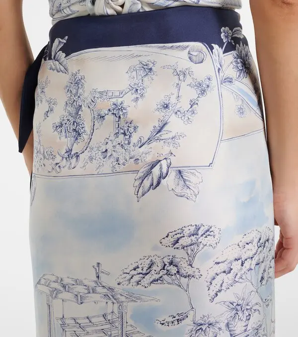 FERRAGAMO Printed Silk Wrap Skirt