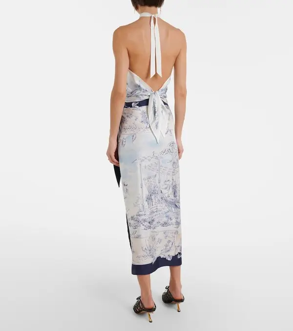 FERRAGAMO Printed Silk Wrap Skirt