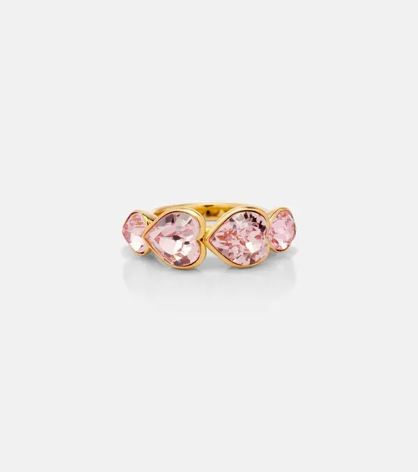 Oscar De La Renta Heart Crystal Ring - Gold