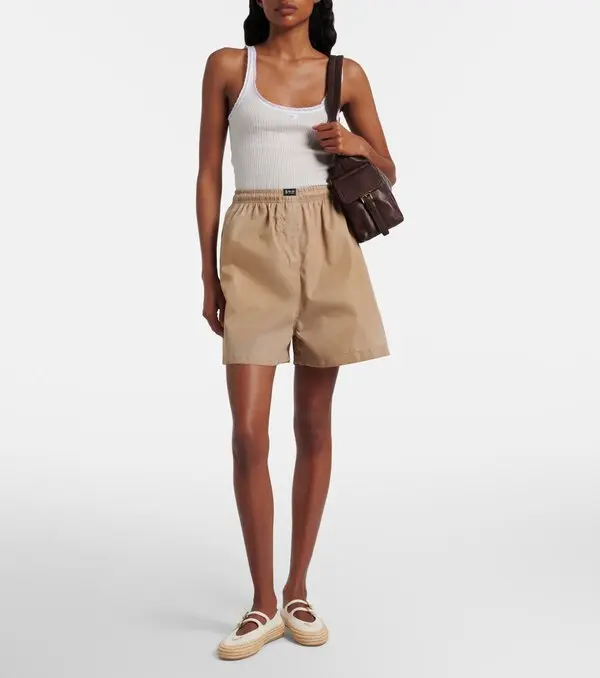 Prada Ribbed-knit Cotton Tank Top With Lace Trim - White