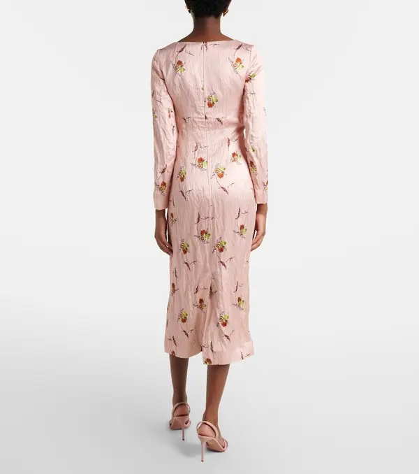 EMILIA WICKSTEAD Renne Floral Satin Midi Dress