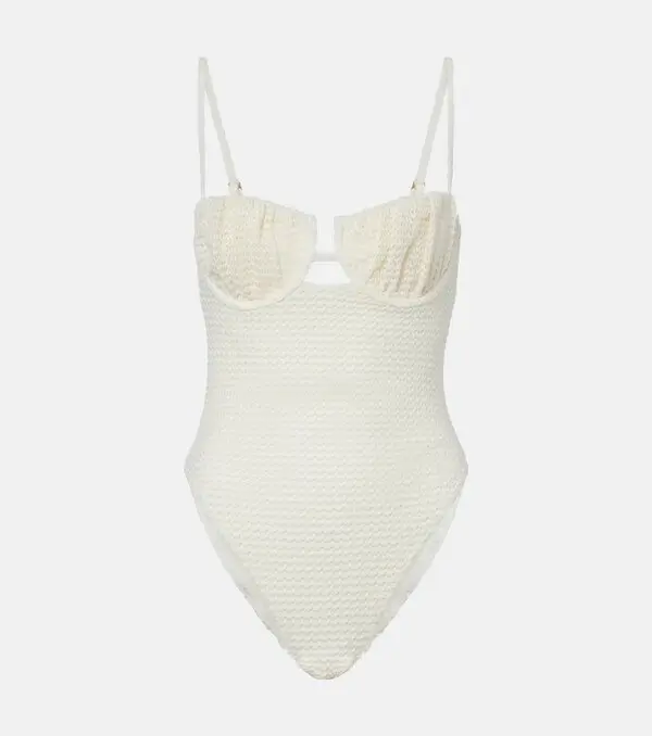 MONTCE Petal Crochet One-piece Swimsuit - White