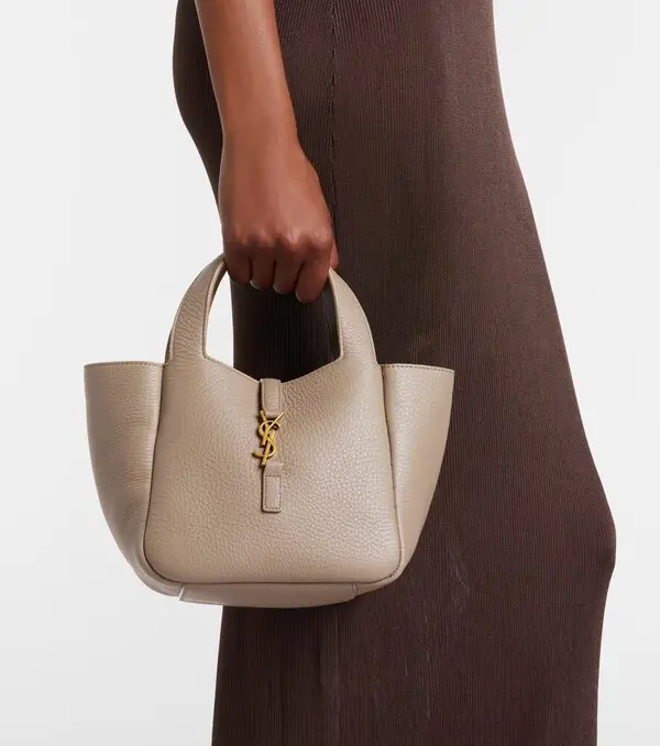 Saint Laurent Le 5 À 7 Bea Baby Leather Top-handle Bag - Beige
