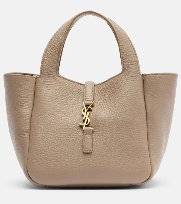 Saint Laurent Le 5 À 7 Bea Baby Leather Top-handle Bag - Mushroom