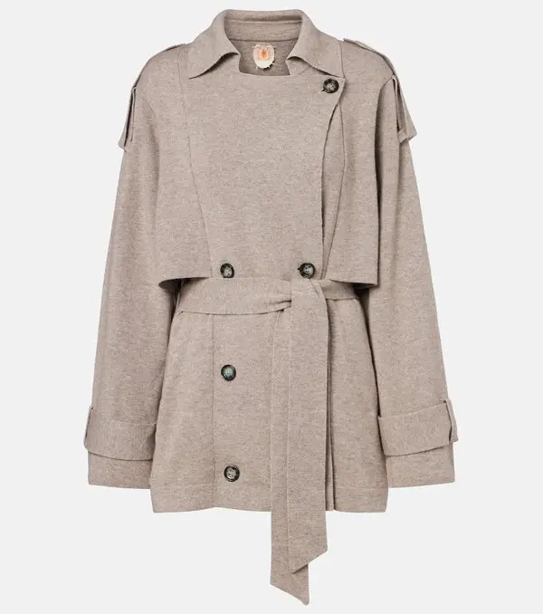 Jardin Des Orangers Cropped Wool And Cashmere Trench Coat - Grey