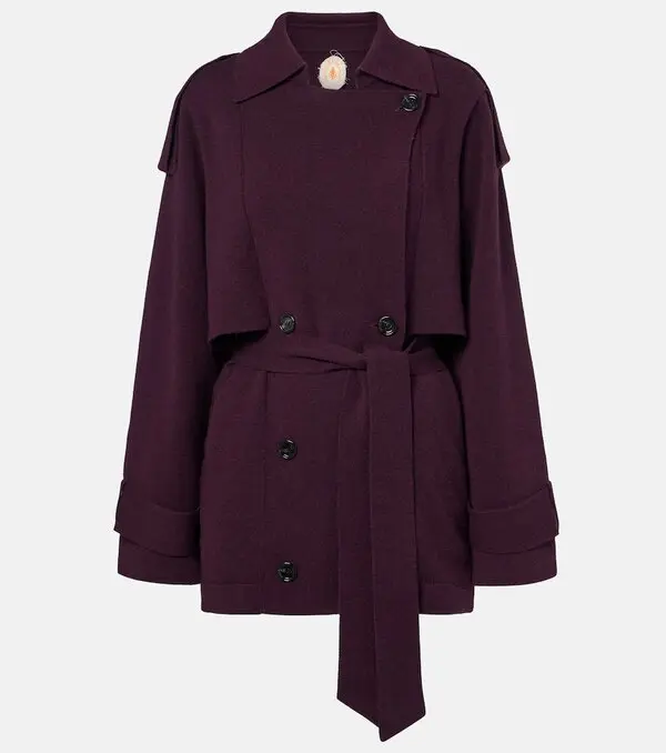 Jardin Des Orangers Wool Cashmere Trench Coat - Purple