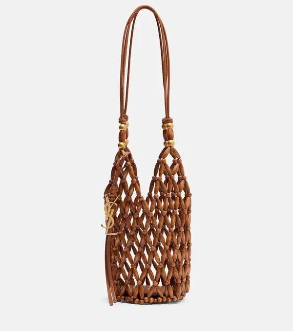 Saint Laurent Cassandre Mini Wood Bucket Bag