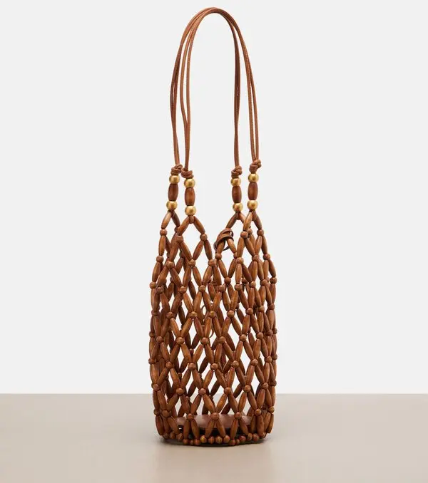 Saint Laurent Cassandre Mini Wood Bucket Bag