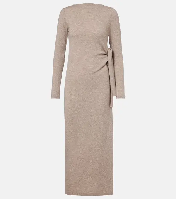 Jardin Des Orangers Gathered Wool And Cashmere Midi Dress - Grey