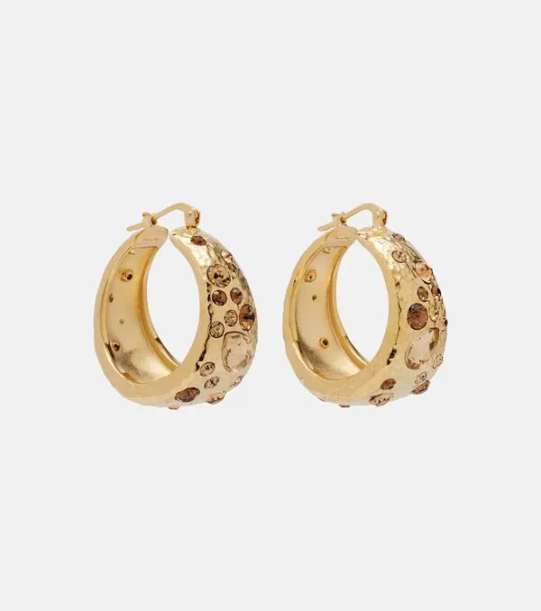 Oscar De La Renta Crystal-embellished Hoop Earrings - Gold