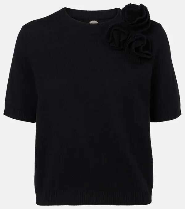 Jardin Des Orangers Floral-appliqué Wool And Cashmere Sweater - Black