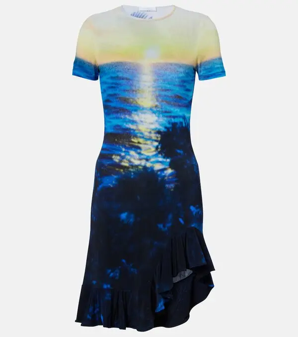 Rabanne Printed Ruffled Minidress - Blue