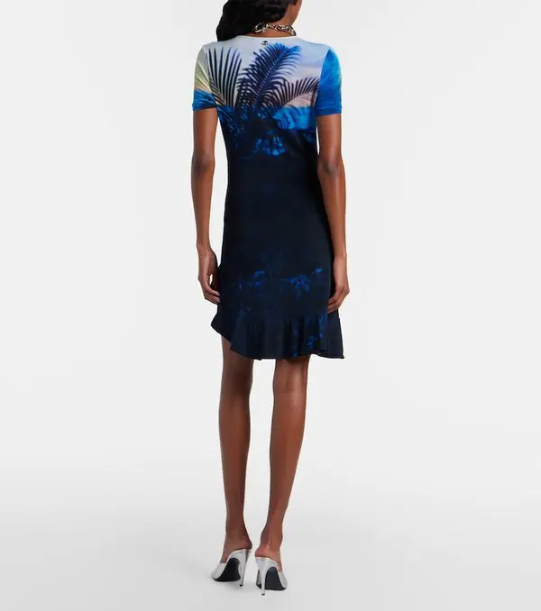 Rabanne Printed Ruffled Minidress - Blue