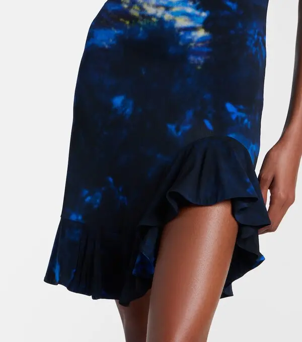 Rabanne Printed Ruffled Minidress - Blue