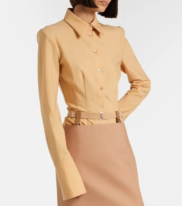 MUGLER Pleated Shirt - Beige