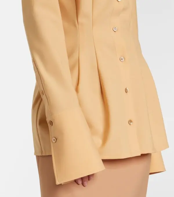 MUGLER Pleated Shirt - Beige