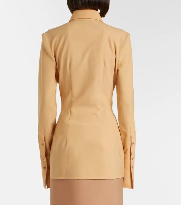 MUGLER Pleated Shirt - Beige