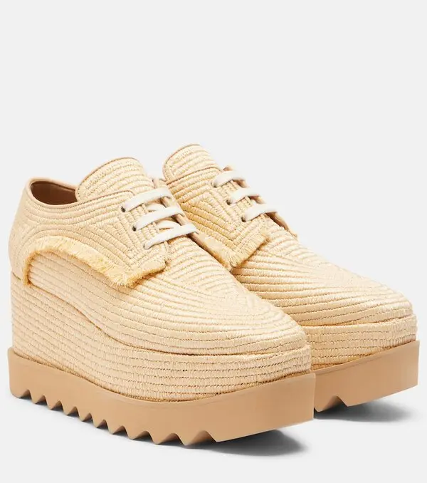 Stella McCartney Elyse Woven Platform Lace-up Shoes - Beige