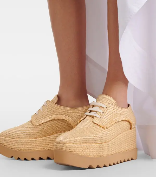 Stella McCartney Elyse Woven Platform Lace-up Shoes - Beige