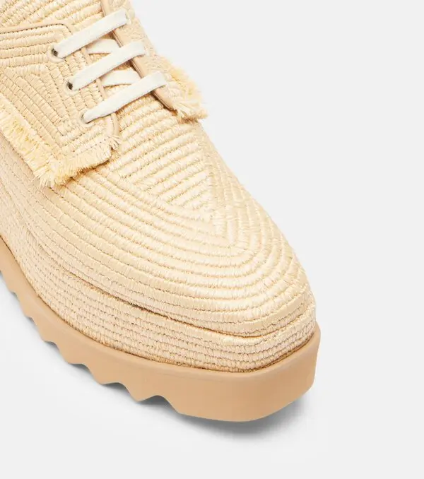 Stella McCartney Elyse Woven Platform Lace-up Shoes - Beige
