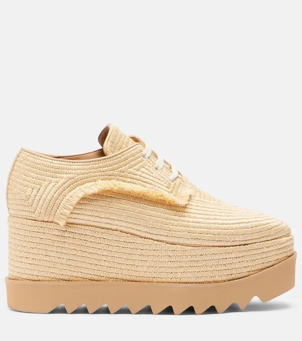 Stella McCartney Elyse Woven Platform Lace-up Shoes - Beige