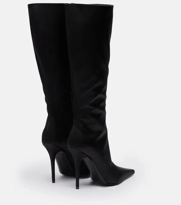 Amina Muaddi Barbara Satin Knee-high Boots