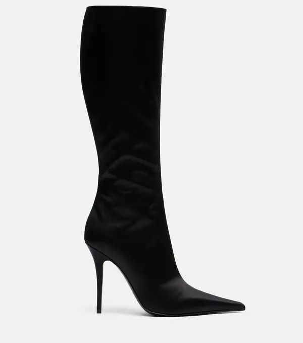 Amina Muaddi Barbara Satin Knee-high Boots