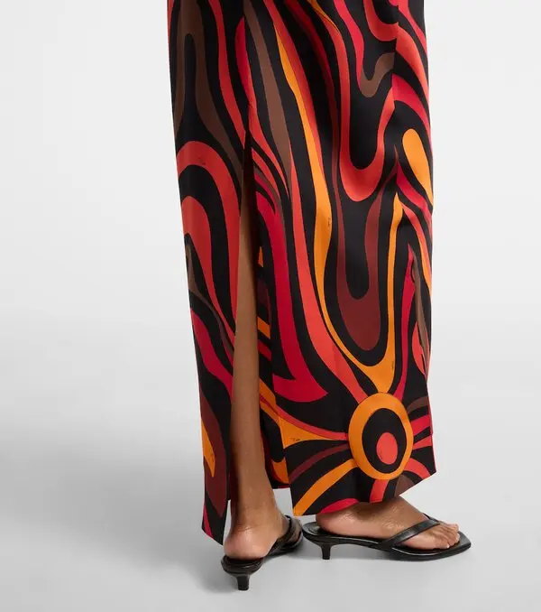 Emilio Pucci Marmo And Fari Caped Silk Twill Gown