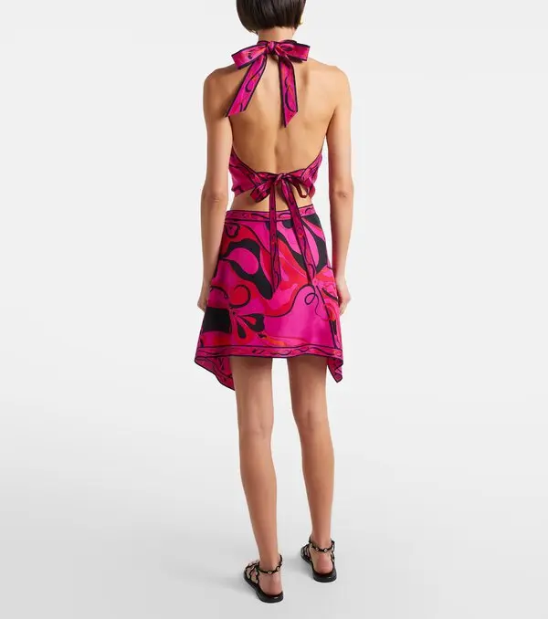 Emilio Pucci Orchidee Silk Twill Miniskirt