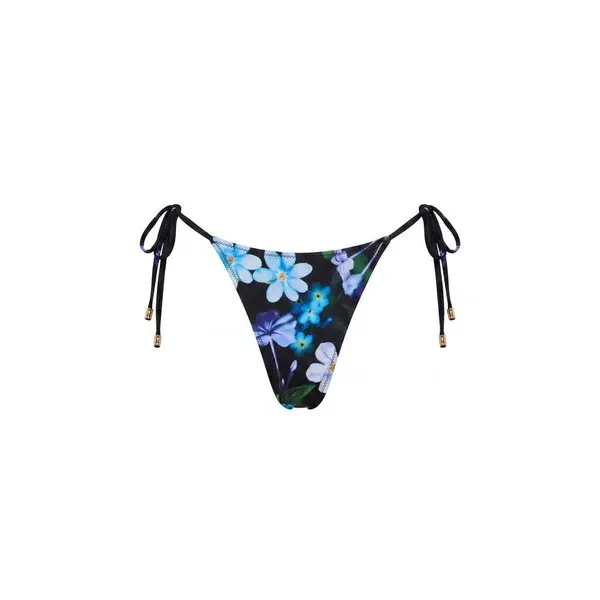SUNKISSED Triangle Bikini Bottom With Floral Print - Black/blue