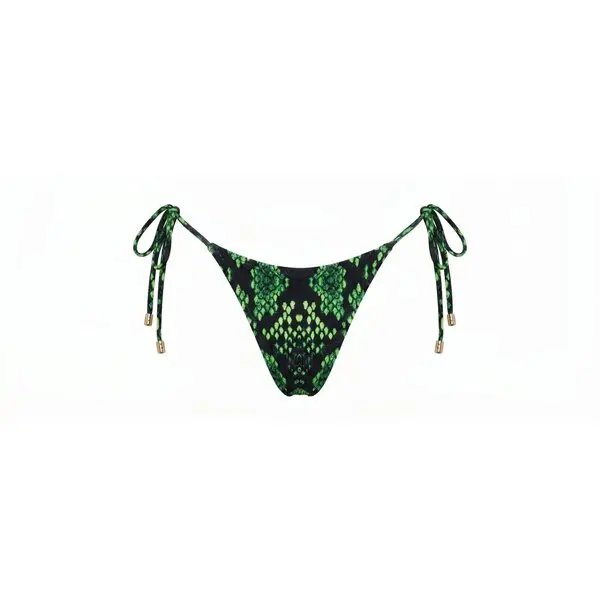 SUNKISSED Triangle Bikini Bottom With Side Ties - Green/black