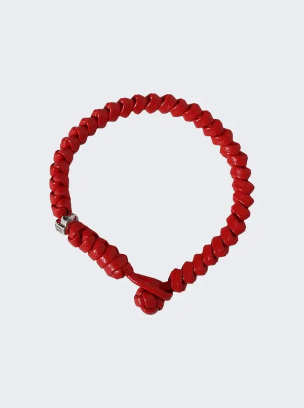 Bottega Veneta Braided Leather Knot Bracelet - Red