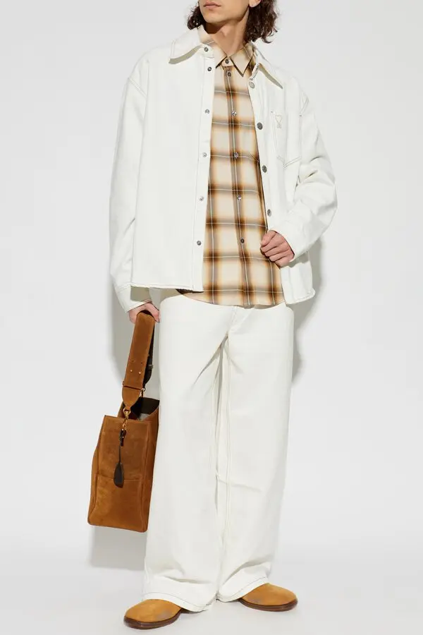 Ami Checked Pattern Shirt - Beige