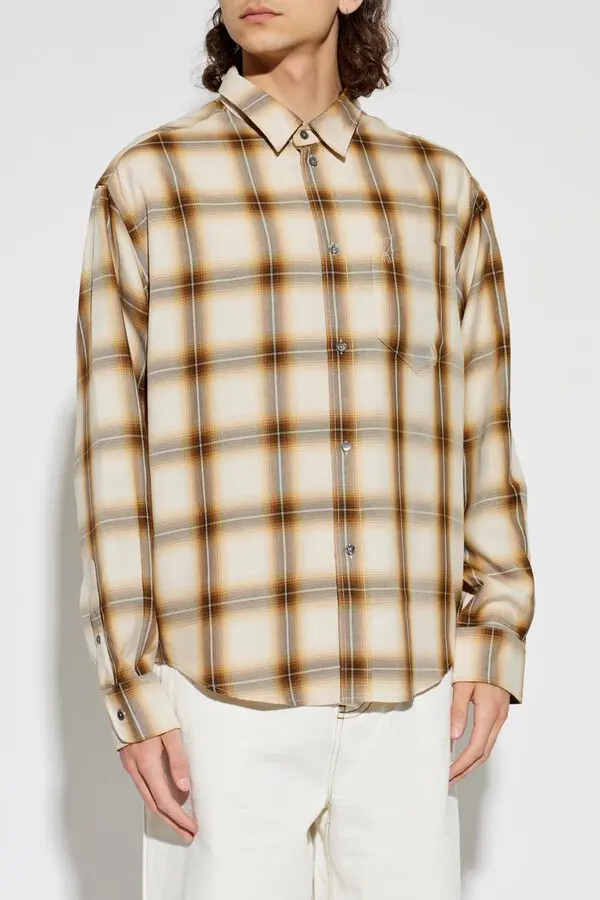 Ami Checked Pattern Shirt - Beige