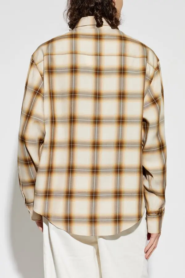 Ami Checked Pattern Shirt - Beige