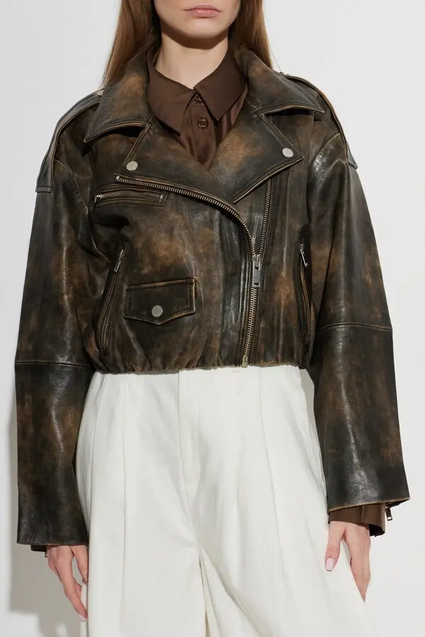 GESTUZ Gzdiana Distressed Leather Biker Jacket