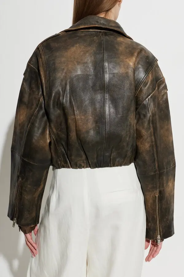 GESTUZ Gzdiana Distressed Leather Biker Jacket