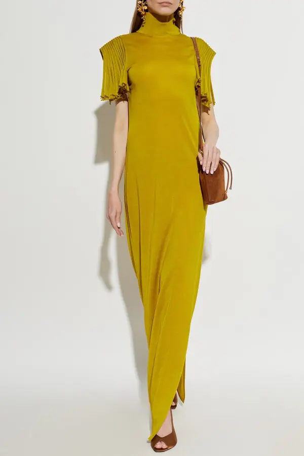 Alaïa Long Sleeve Turtleneck Dress - Yellow