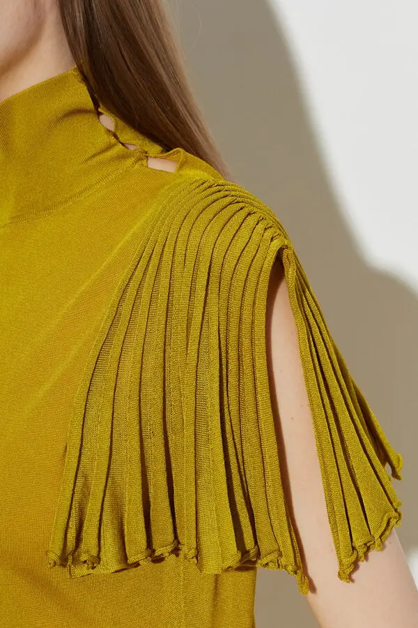 Alaïa Long Sleeve Turtleneck Dress - Yellow
