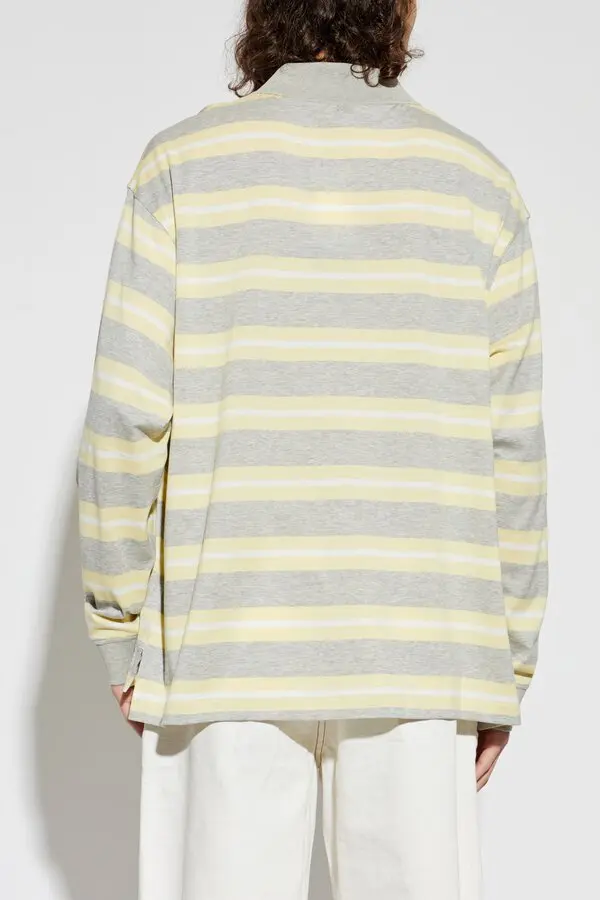 AMI Paris Long Sleeve Polo - Grey