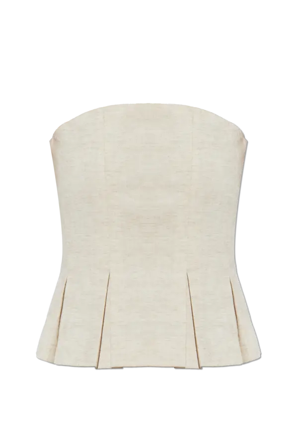GESTUZ Strapless Pleated Linen Blend Top