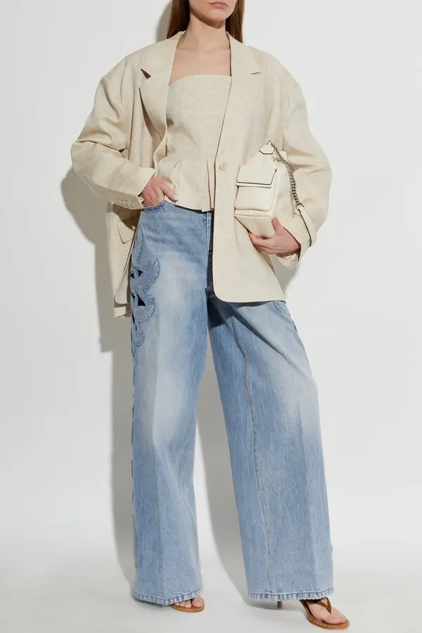GESTUZ Strapless Pleated Linen Blend Top