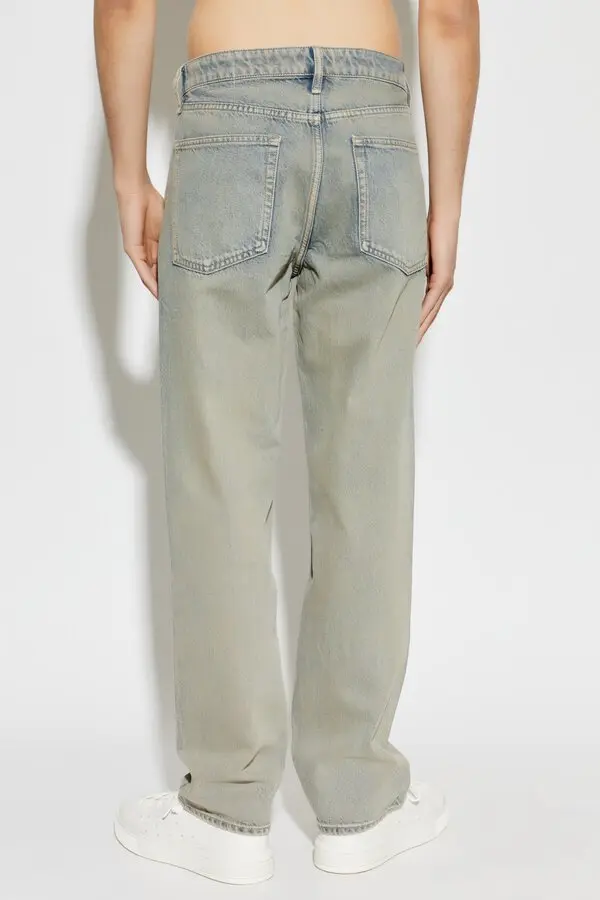 Rag & Bone Straight Leg Jeans In Faded Wash - Blue