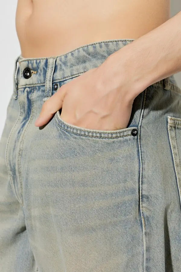 Rag & Bone Straight Leg Jeans In Faded Wash - Blue
