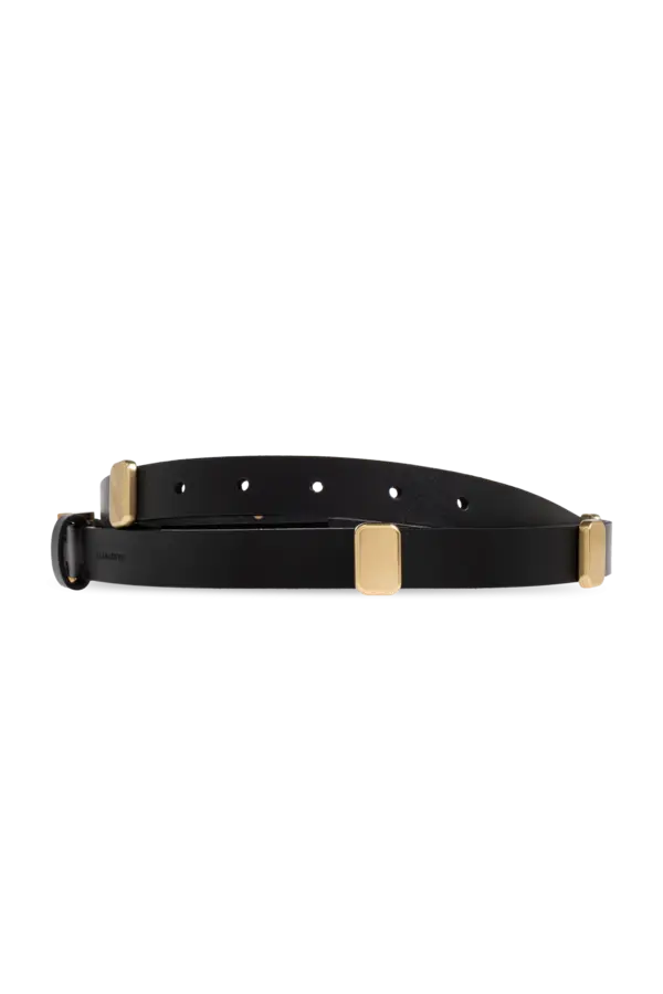 ALLSAINTS Slim Leather Belt With Gold Tone Accents