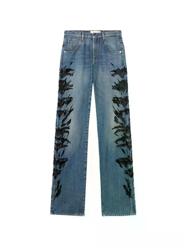 Blumarine Zebra Embroidered Jeans - Blue