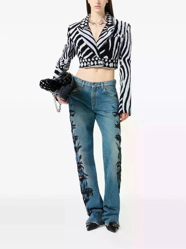 Blumarine Zebra Embroidered Jeans - Blue